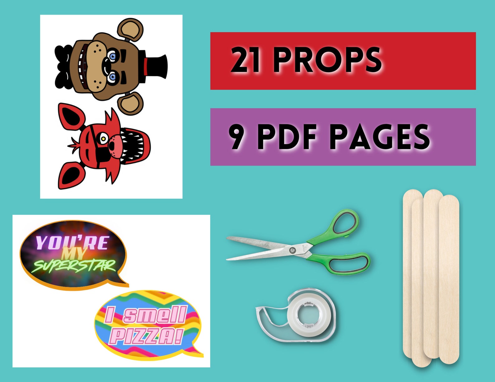 Five Nights at Freddy's Inspired - FNAF Birthday Party Decor - Fnaf ...