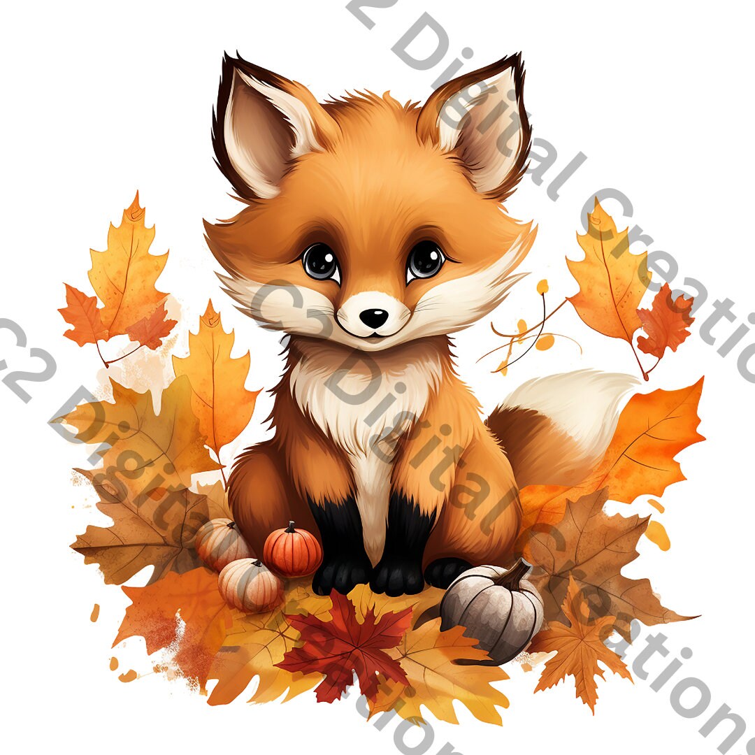 Woodland Fall Clipart Set - Fall Woodland Animal Clipart Set in PNG ...