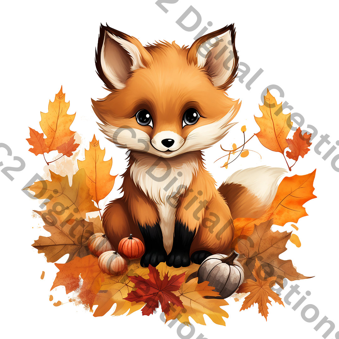 Woodland Fall Clipart Set - Fall Woodland Animal Clipart Set in PNG ...