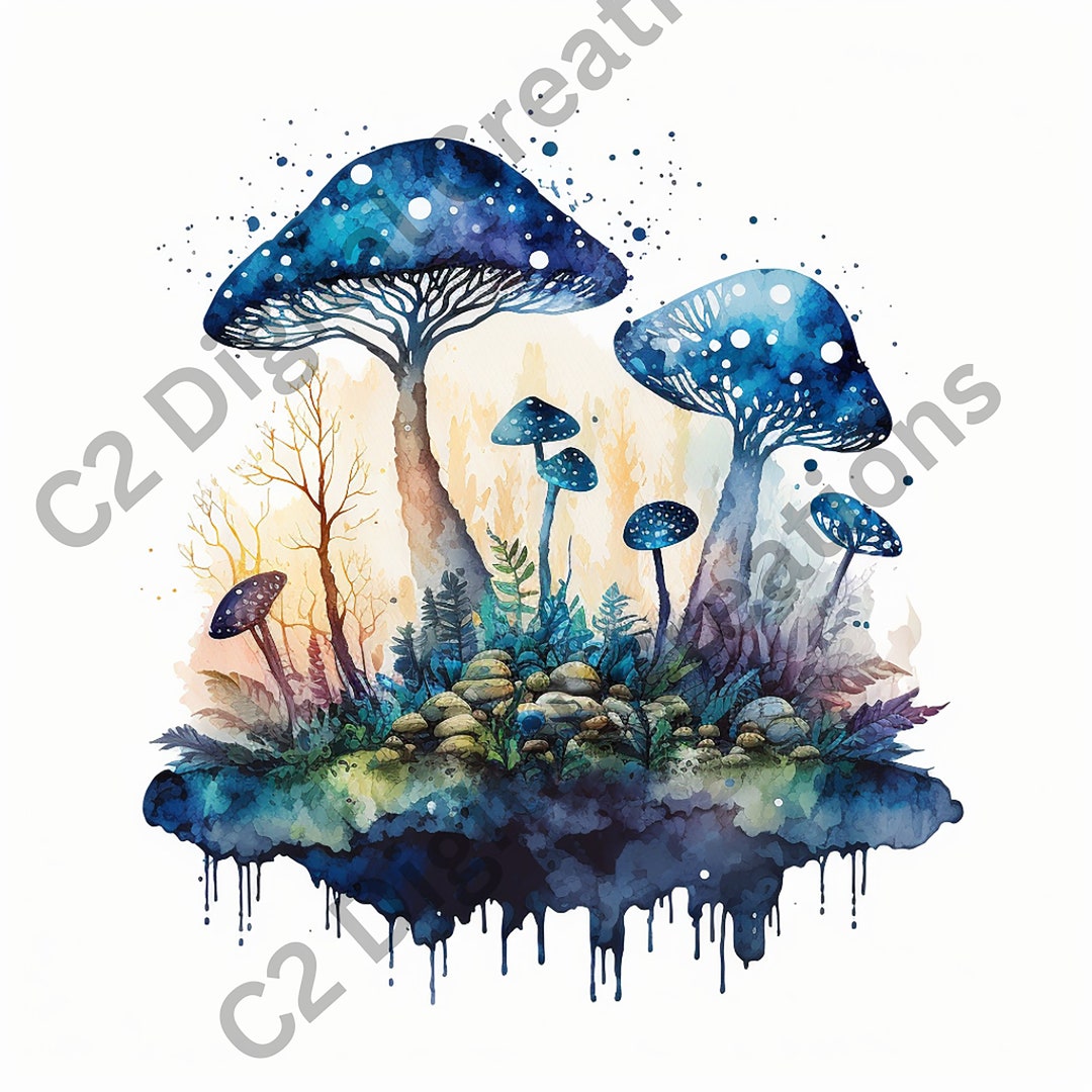 20 Watercolor Magic Mushroom Fantasy Clipart Pack - Digital Files in ...