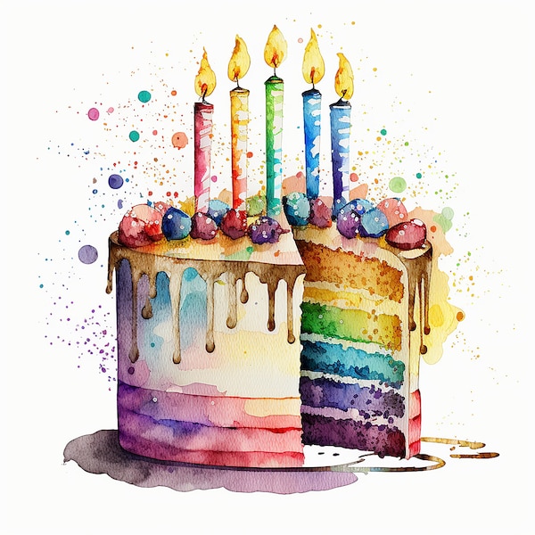 Birthday Candle Watercolor Clipart - Etsy