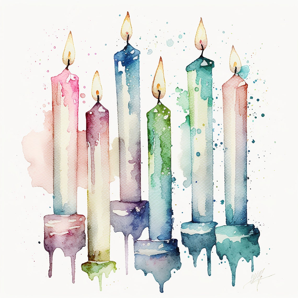 20 Watercolor Birthday, Candles, Birthday Cake, Clipart Images in PNG ...