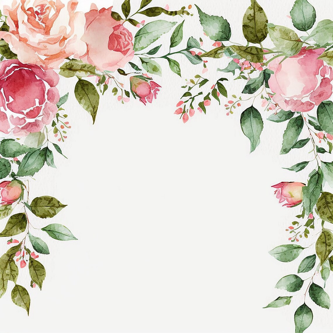 20 Watercolor Floral Border Clipart Dusty Wedding Clip Art - Etsy