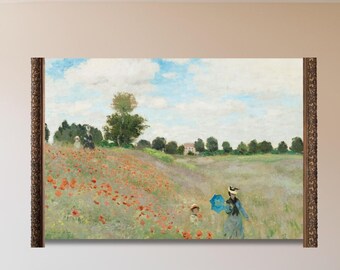 Claude Monet : Poppy Field argenteuil 1814 Canvas Gallery Wrapped or ...