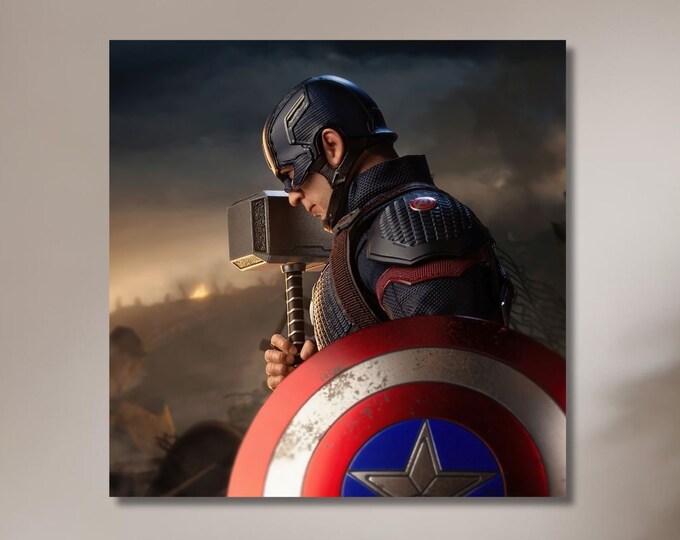Boys Room Printed, Large Canvas, Captain America, Modern Wall Art, Wall ...