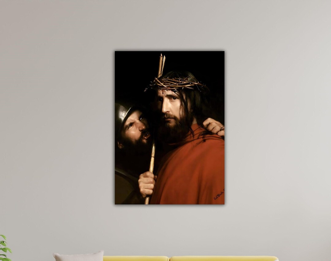 Carl Bloch - Christ With Mocking Soldier 1874 Canvas Bloch Wall Art ...