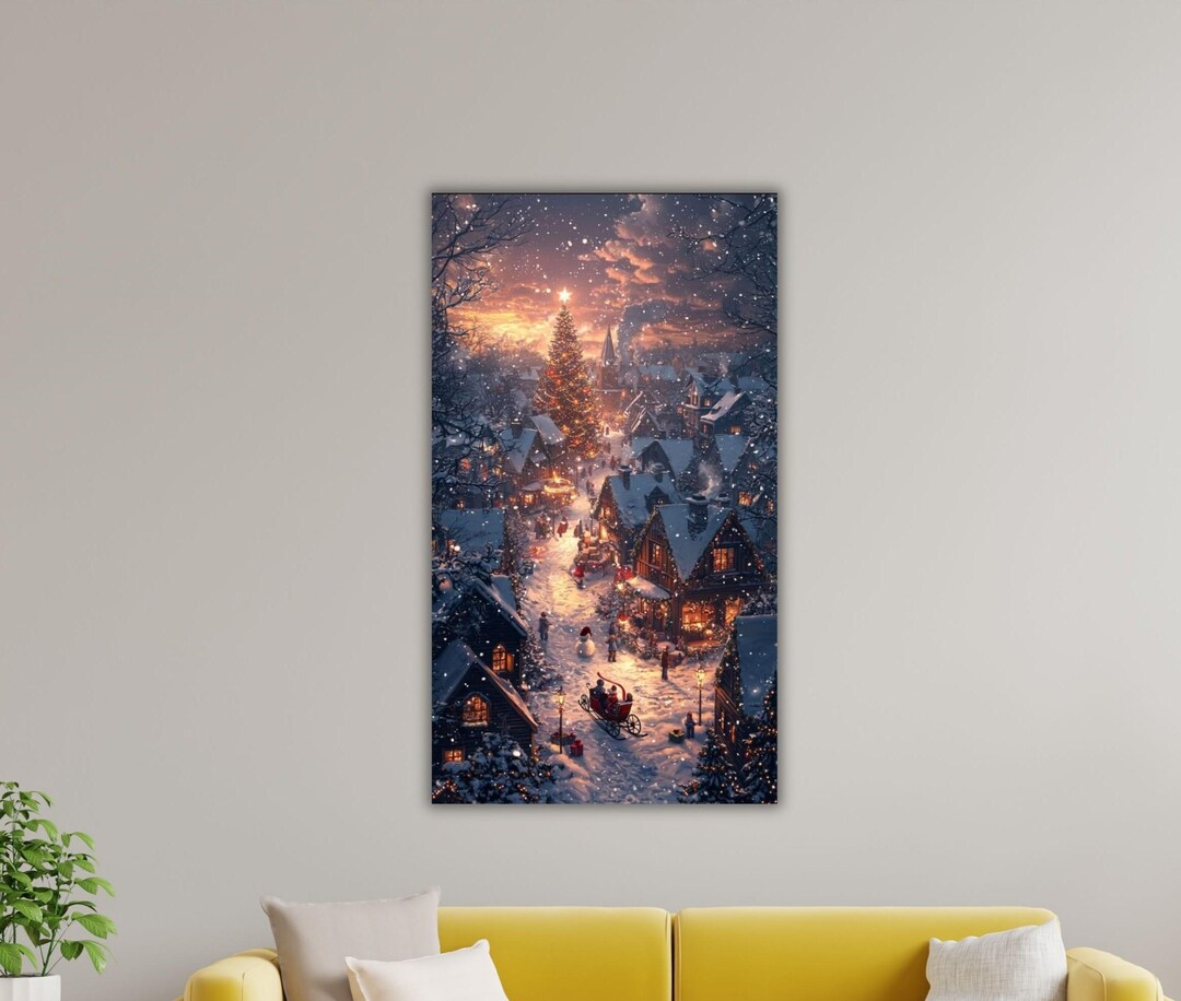Villige Winter Noel View Canvas Living Room Wall Decor Villige Noel ...