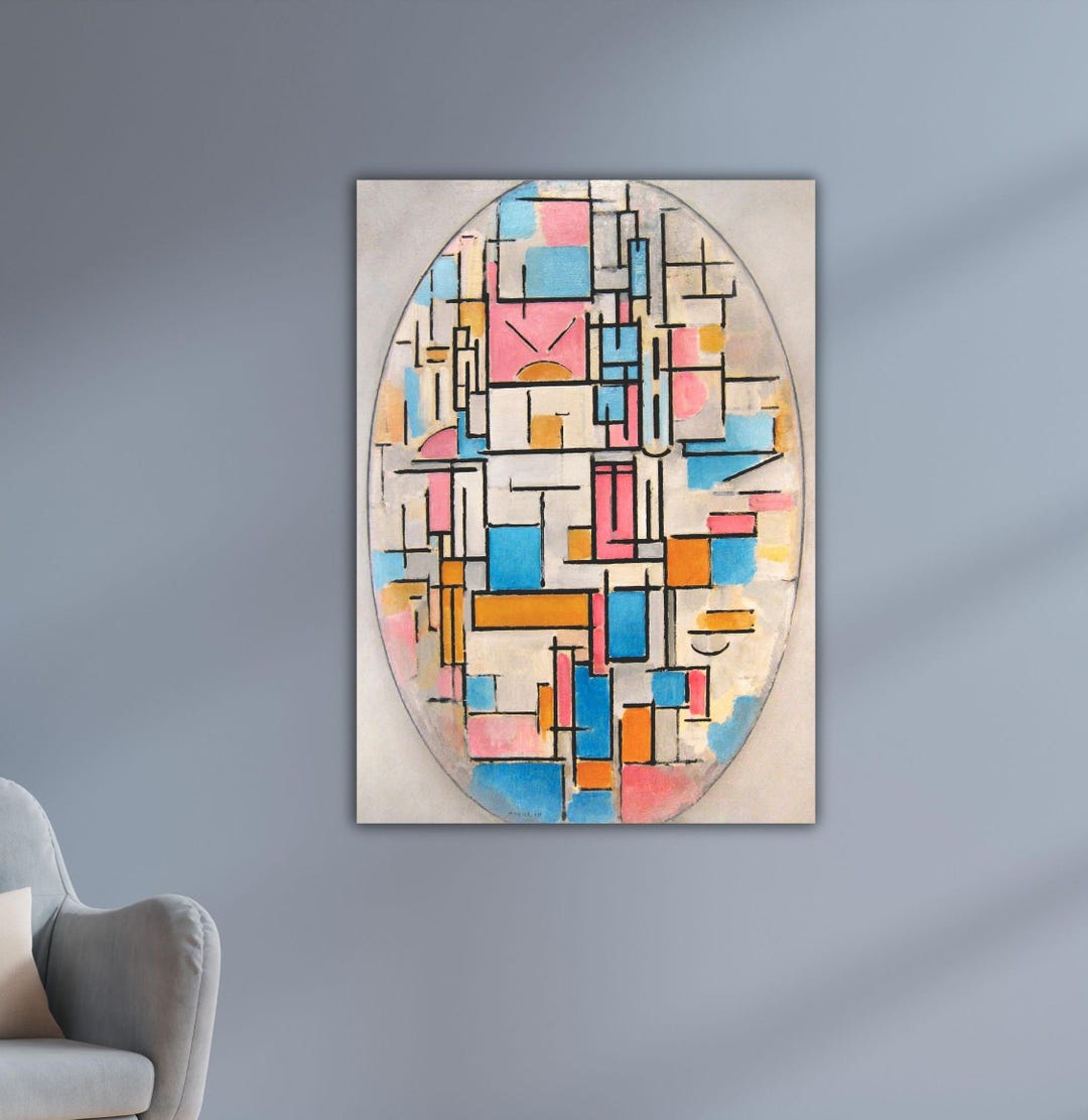 Piet Mondrian Composition in Oval With Colour Planes 1 Canvas Gift Home ...