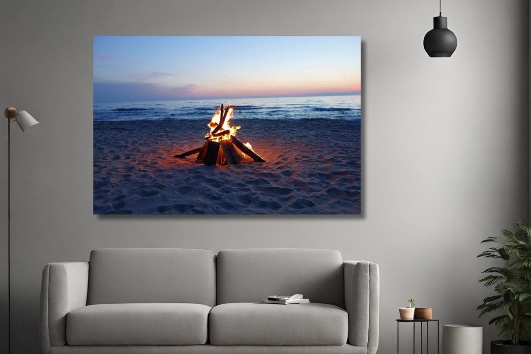 Bonfire Pictures for Living Room Walls, Bonfire Print Canvas, Night ...