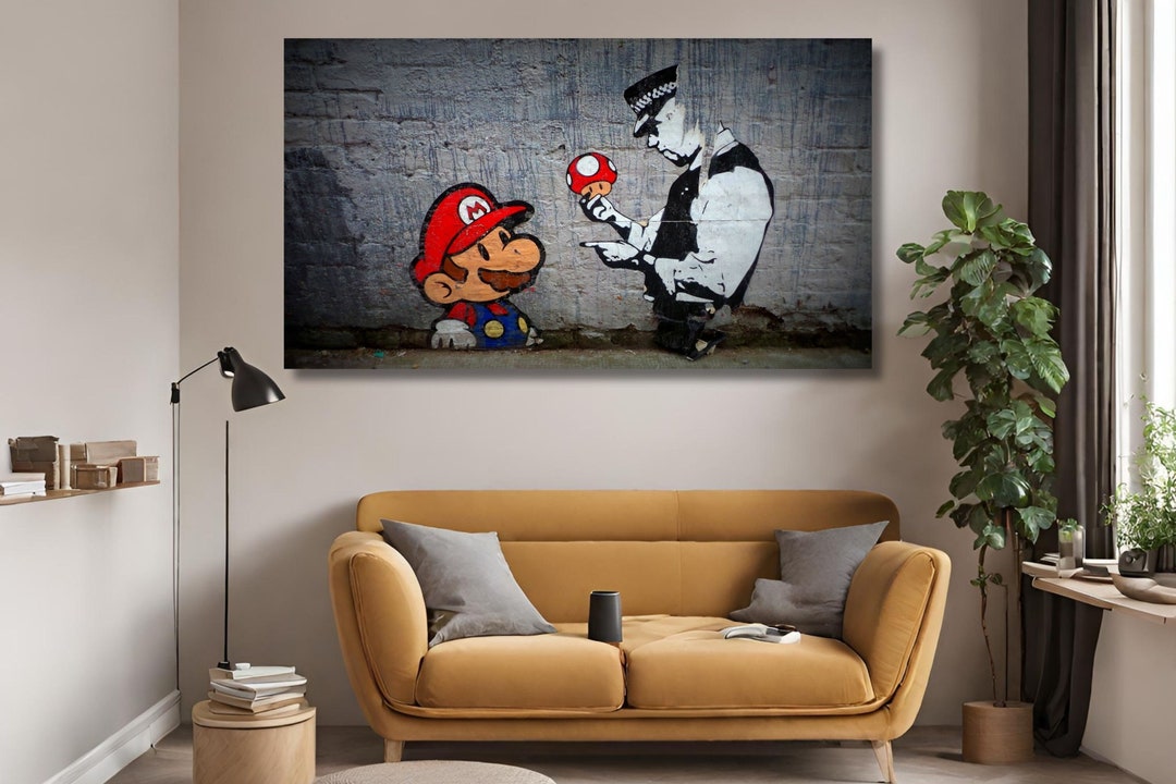 Super Mario Graffiti Canvas Art, Street Wall Decor, Gaming Room Wall ...