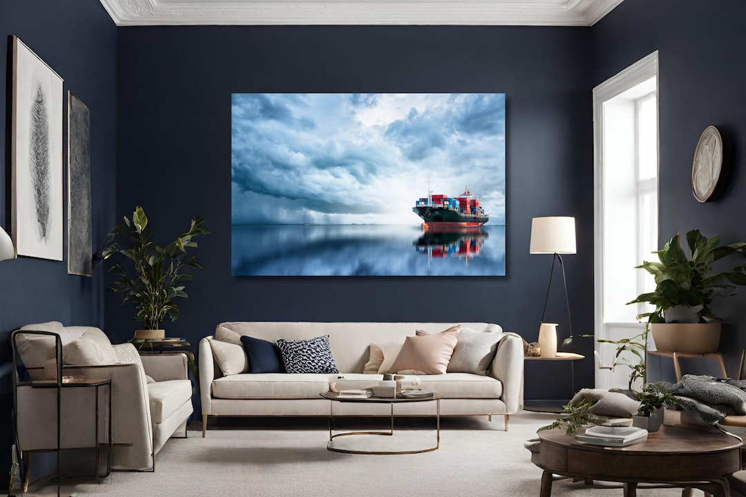 International Container Cargo Ship Canvas Art,nautical Vessel Canvas ...