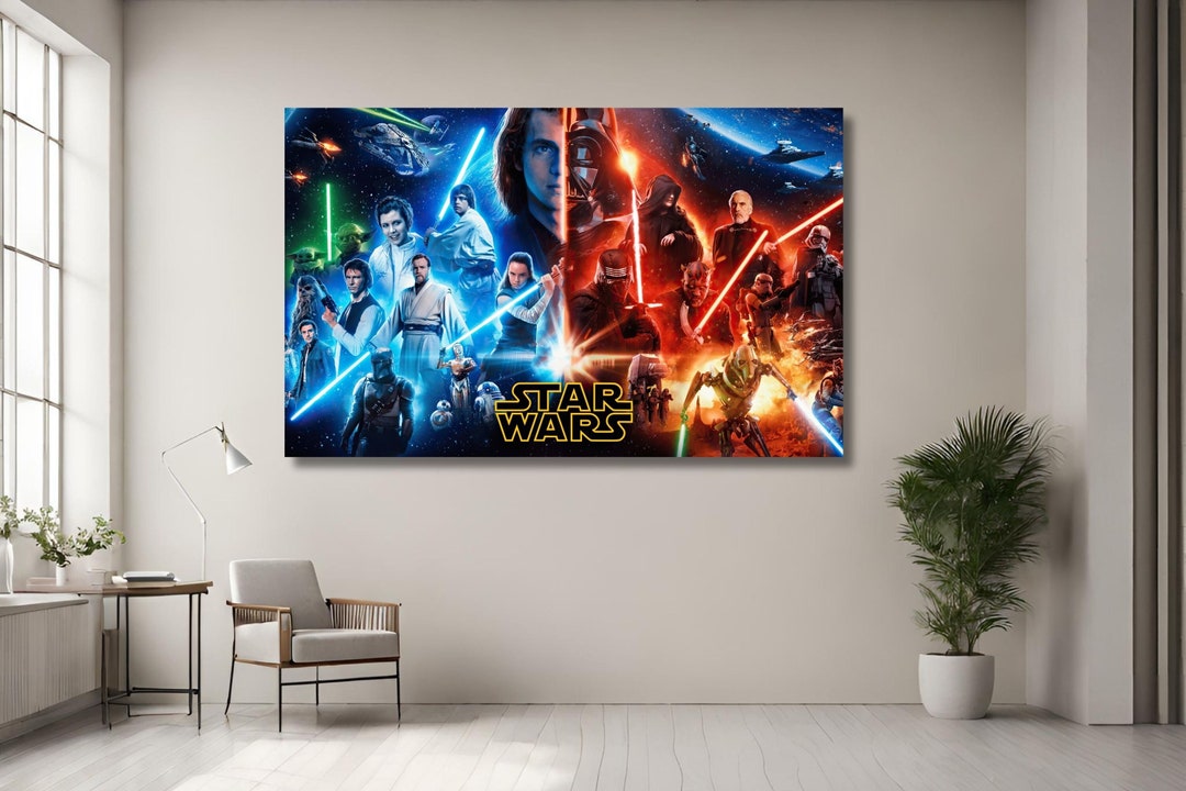 Starwars All Character Poster Wall Art, Starwars Canvas Art, Star Wars ...