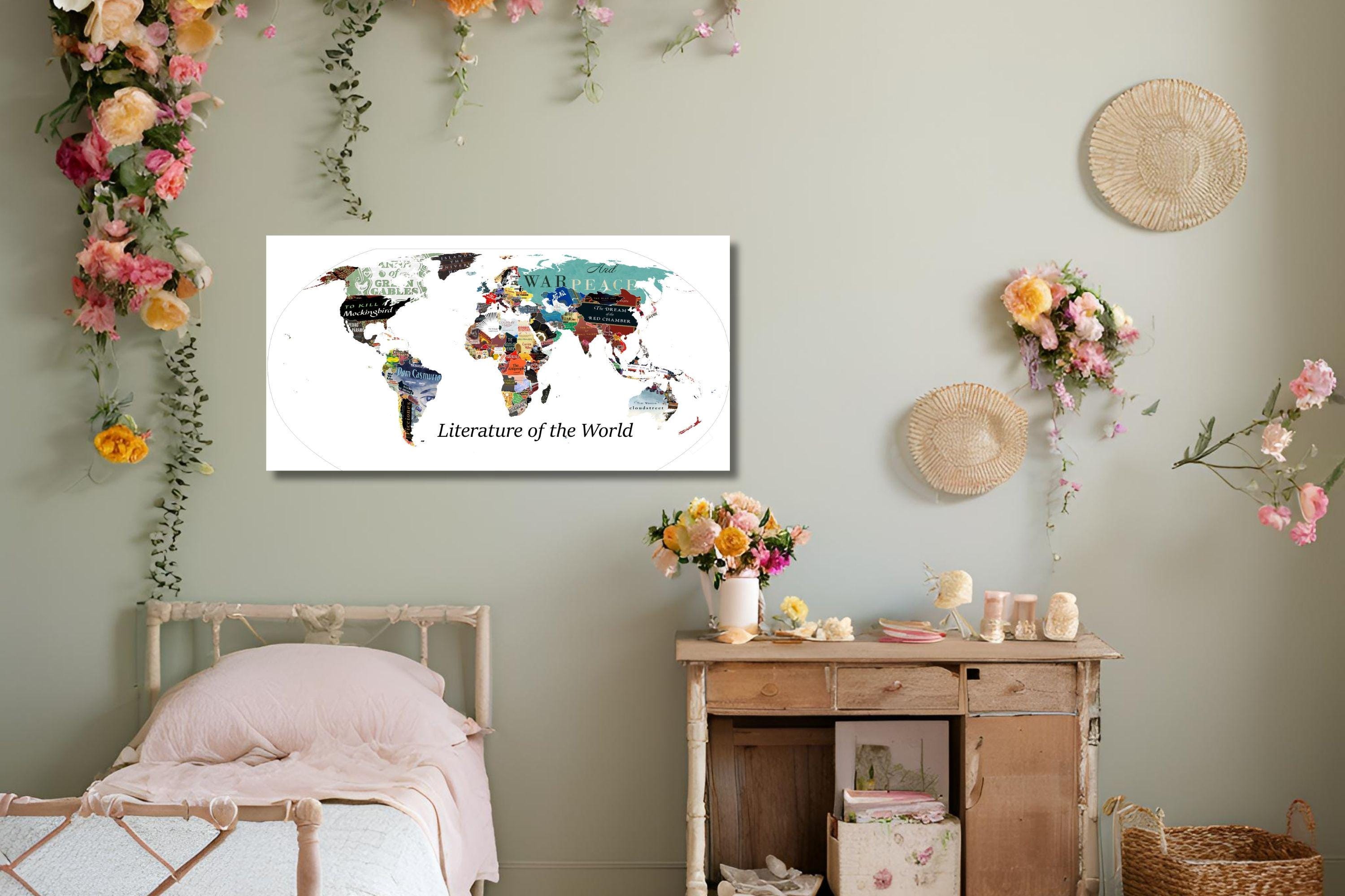 Literature Map World Canvas Art, Literature Art, Literary Print ...