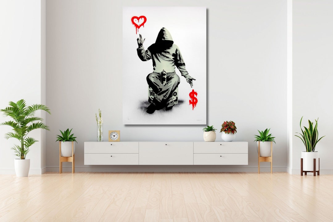 Banksy Money or Love, Abstract Wall Decor, Banksy Money Canvas Art ...