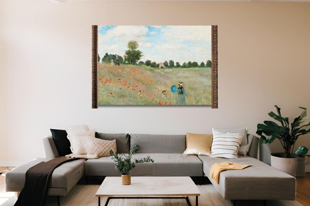 Claude Monet Poppy Field Near Argenteuil 1814 Famous Painting, Canvas ...