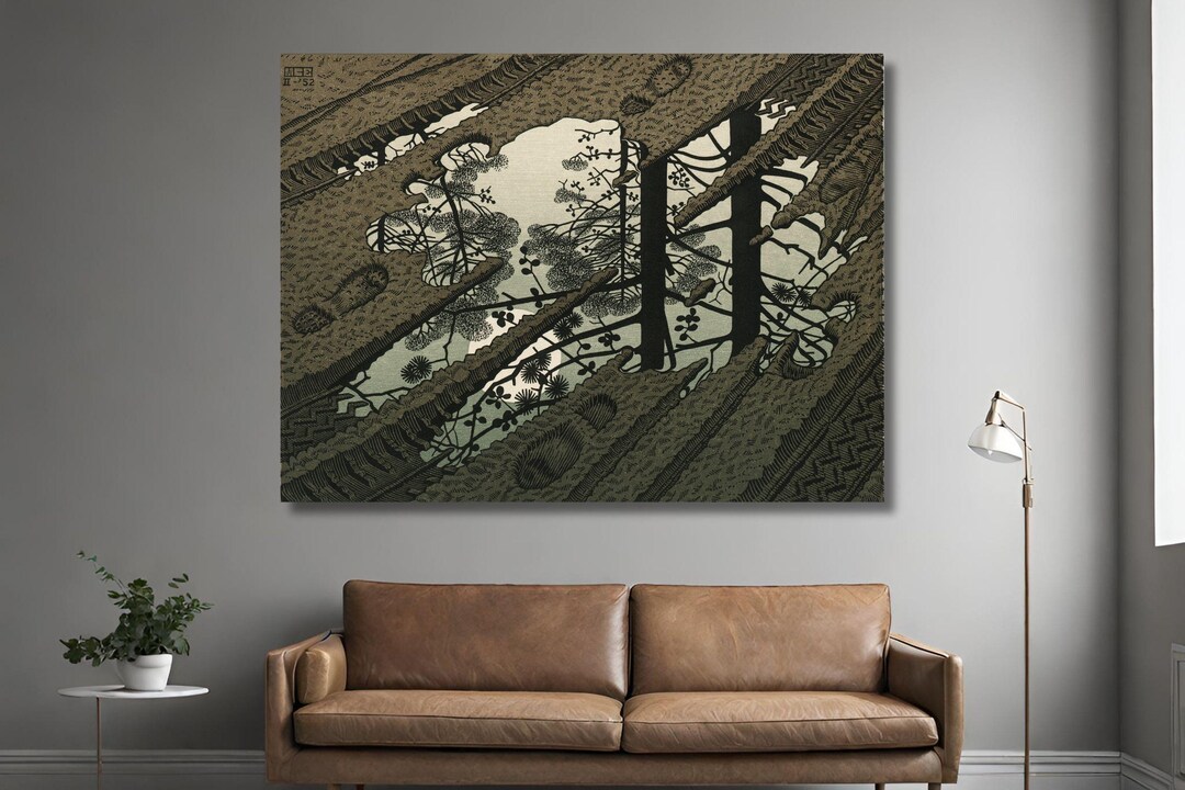 Puddle by M.C. Escher Canvas Art,puddle Print,maurits Cornelis Escher ...