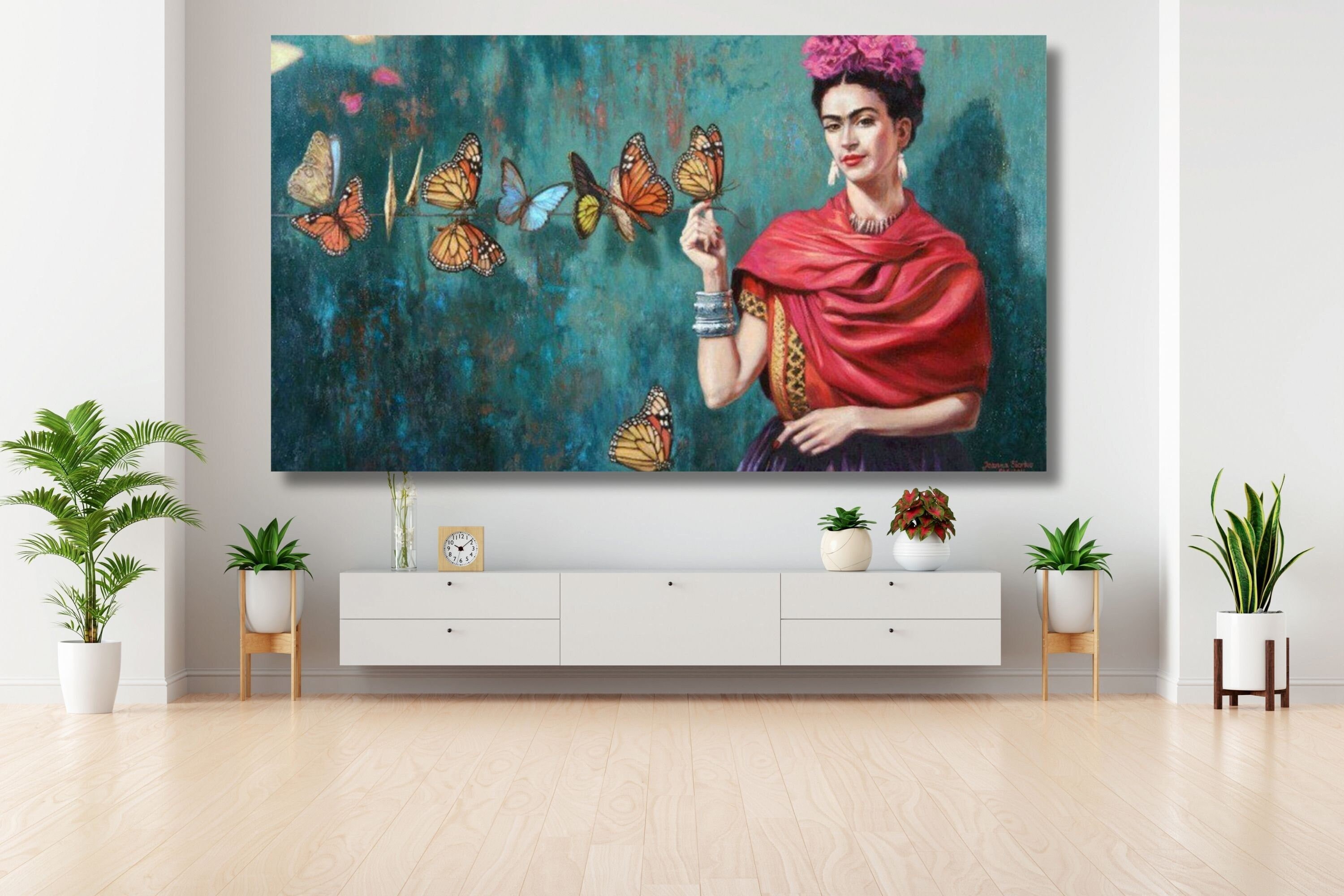 Frida Kahlo Poster, Frida Butterflies Picture Wall Art, Butterflies ...