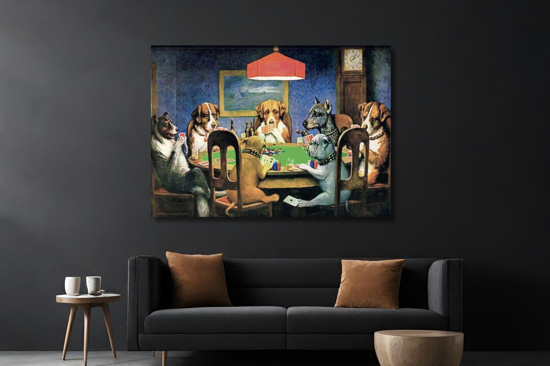 DOGS Playing POKER, Mafia Wall ART, Gangster Canvas Art, for Dog Lover ...