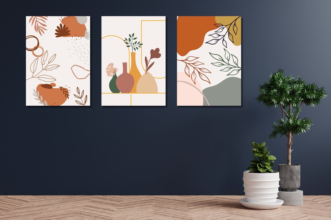 Set of 3 Boho Poster Boho Wall Decor Boho Abstract Wall Decor Mid ...