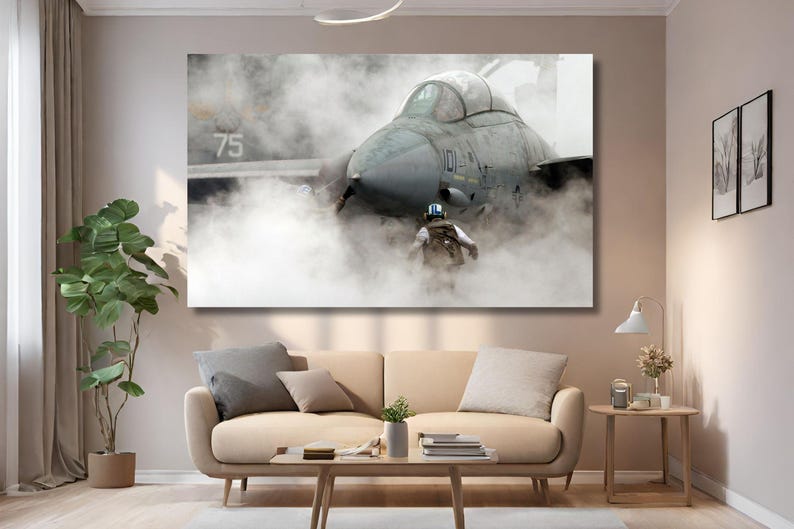 F 14 Tomcat Fighter Jet Canvas Art,combat Aircraft Pattern Canvas,f-14 ...