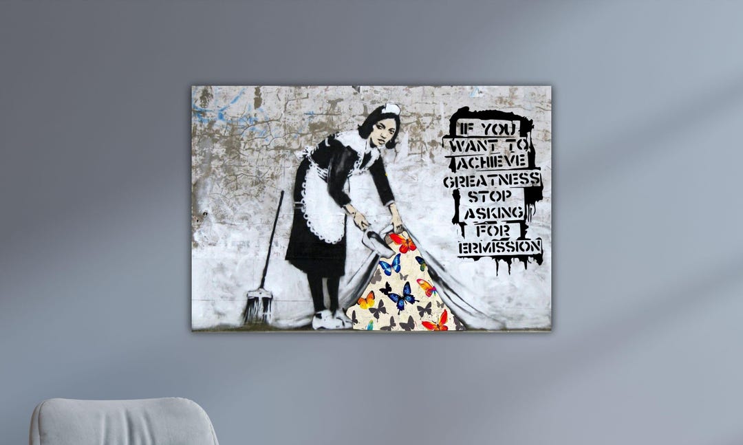 Banksy Sweep It Under the Carpet Poster Graffiti Canvas Banksy Wall ...