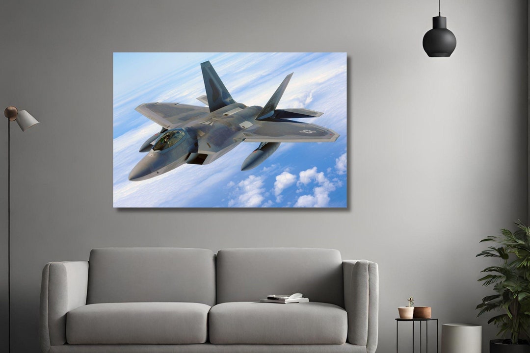 F-22 Raptor Canvas Wall Art, Aircraft Wall Print, F22 Fighter Printing ...