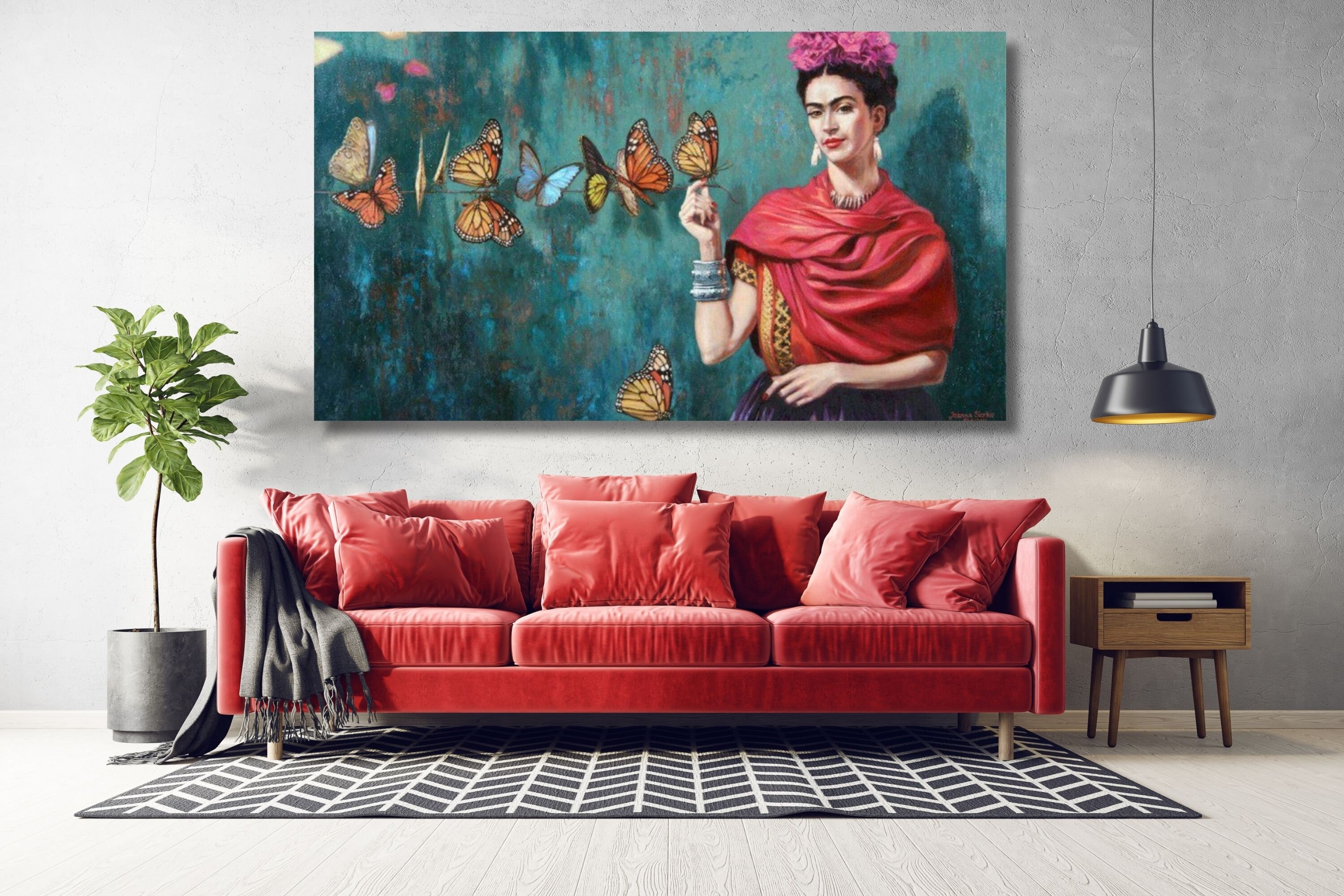 Frida Kahlo Poster, Frida Butterflies Picture Wall Art, Butterflies ...