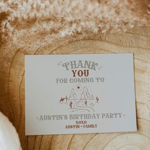 Western Thank You Card Editable Template, Wildest ONE in the West Thank ...