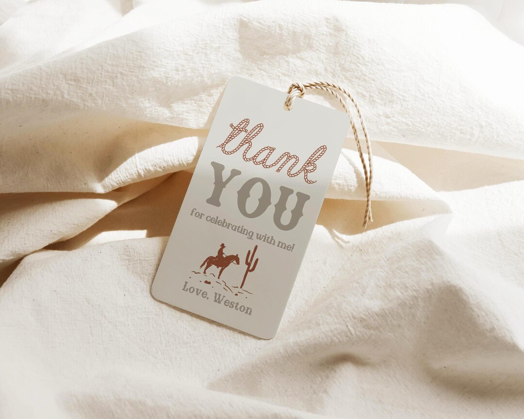 Western Gift Tag Editable Template, Wildest ONE in the West Thank You ...