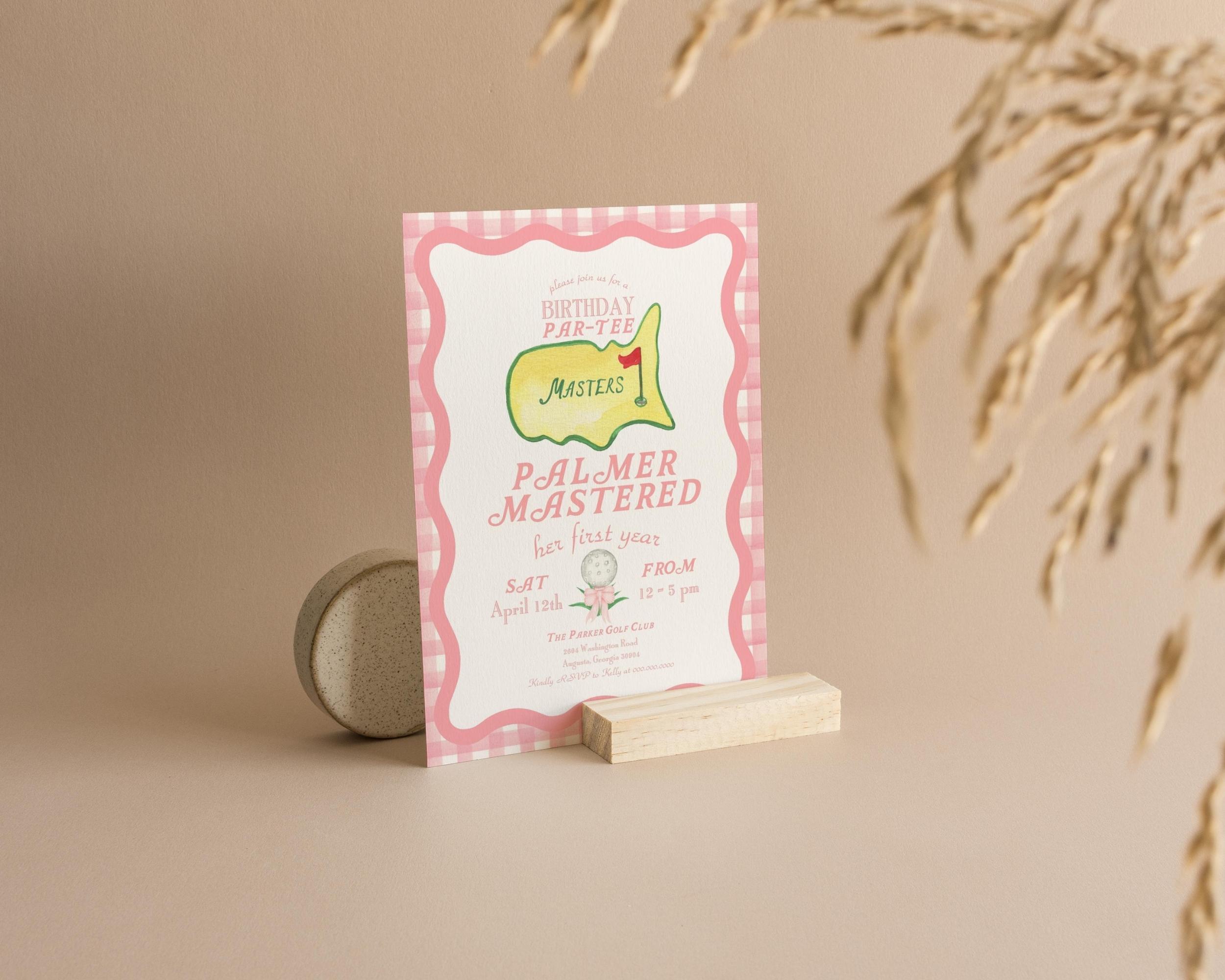 Pink Gingham Golf First Birthday Photo Invitation | Golf Party Theme ...