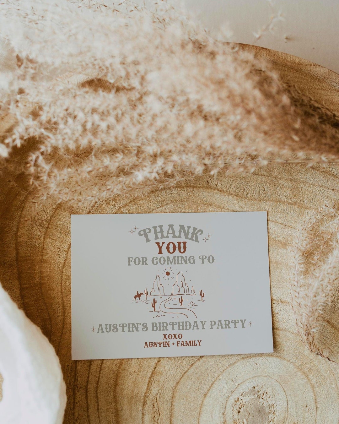 Western Thank You Card Editable Template, Wildest ONE in the West Thank ...