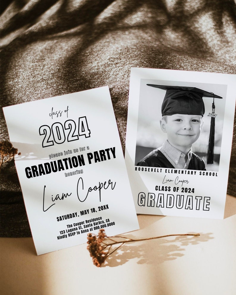 Editable Kindergarten Graduation Invitation Template, Elementary School ...
