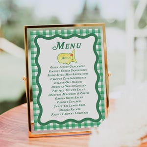 Masters Party Menu Editable Template, Golf Party Menu, Golf Luncheon ...
