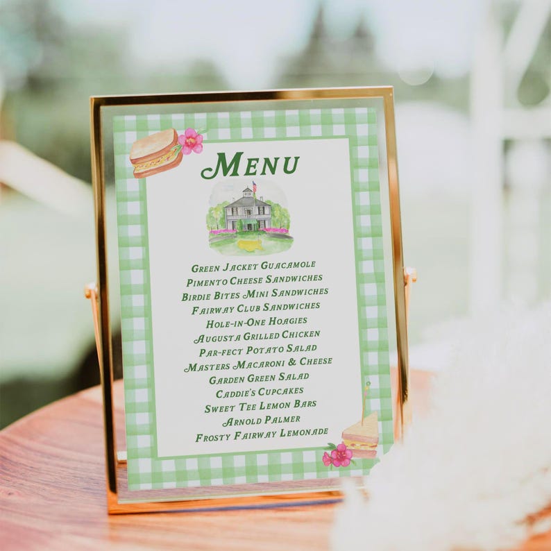 Masters Party Menu Editable Template, Golf Party Menu, Golf Clubhouse ...