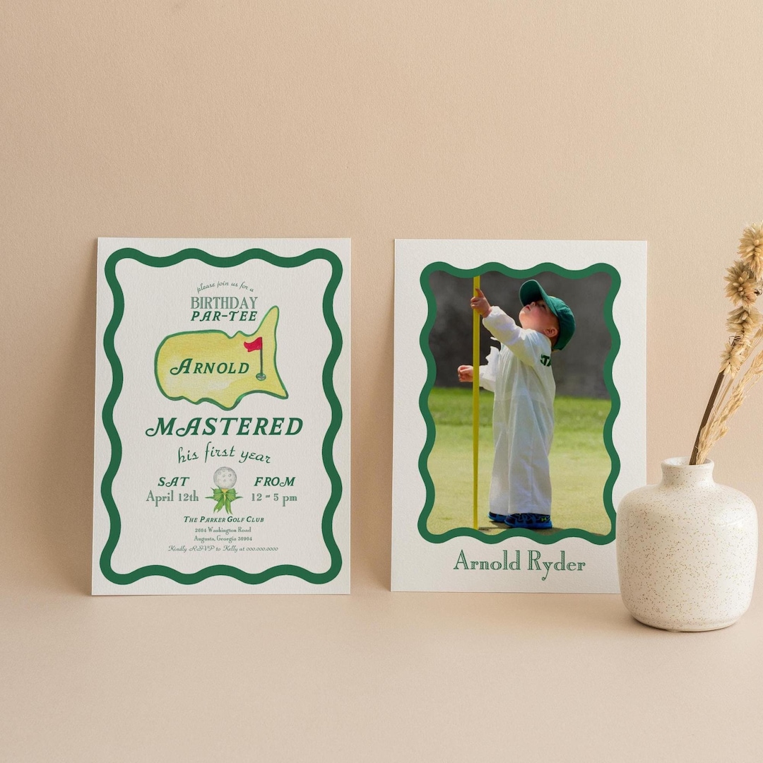 Masters Golf 1st Birthday Photo Invitation | Mastered First Year ...