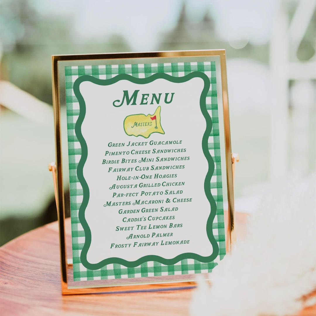 Masters Party Menu Editable Template, Golf Party Menu, Golf Luncheon ...