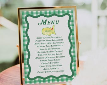Masters Party Menu Editable Template, Golf Party Menu, Golf Clubhouse ...