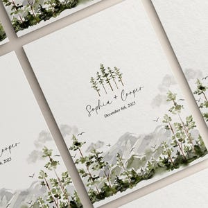 Evergreen Forest Wedding Invitation Template Editable, Pine Tree ...