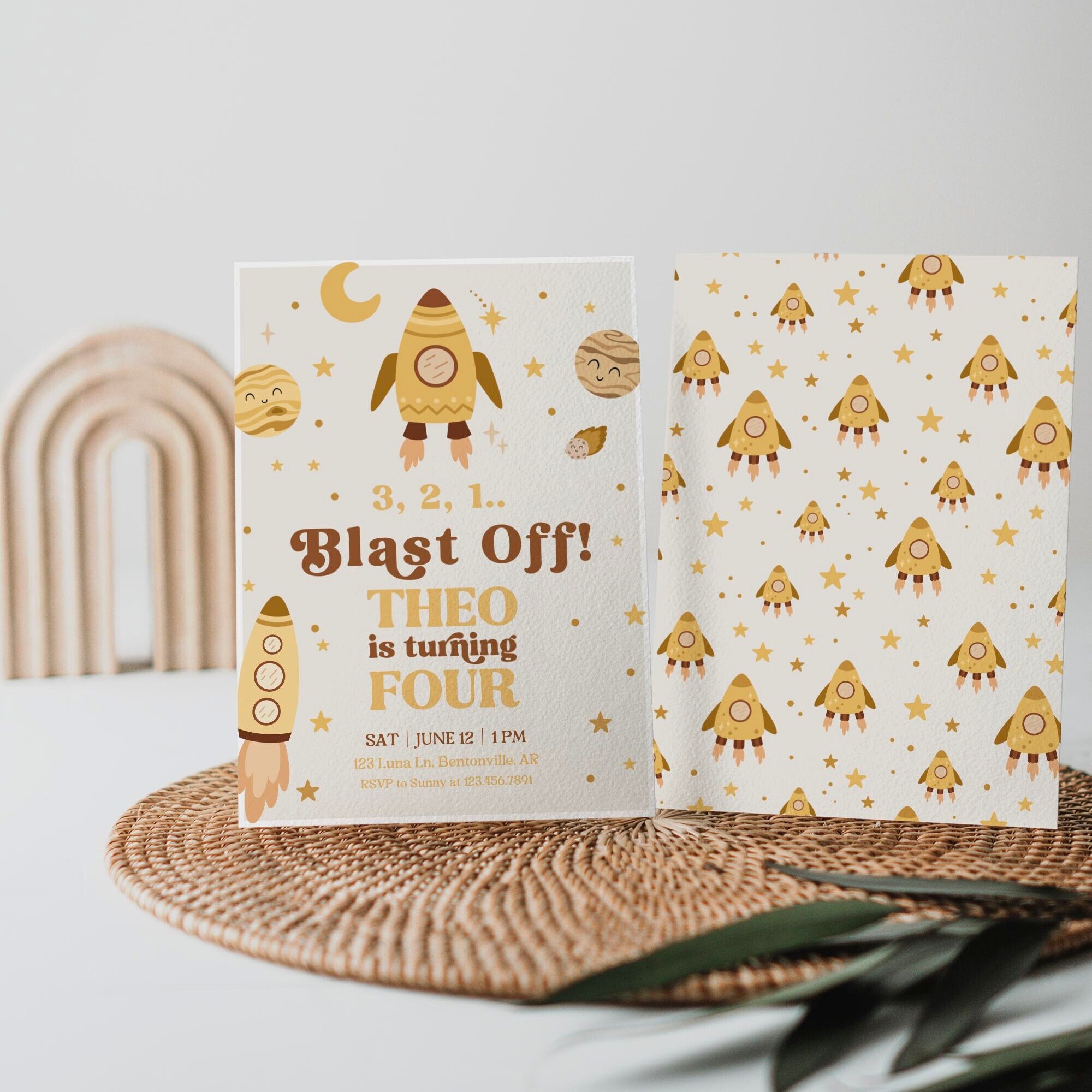 Blast off Birthday Invitation Template, Editable Boys Birthday Invite ...