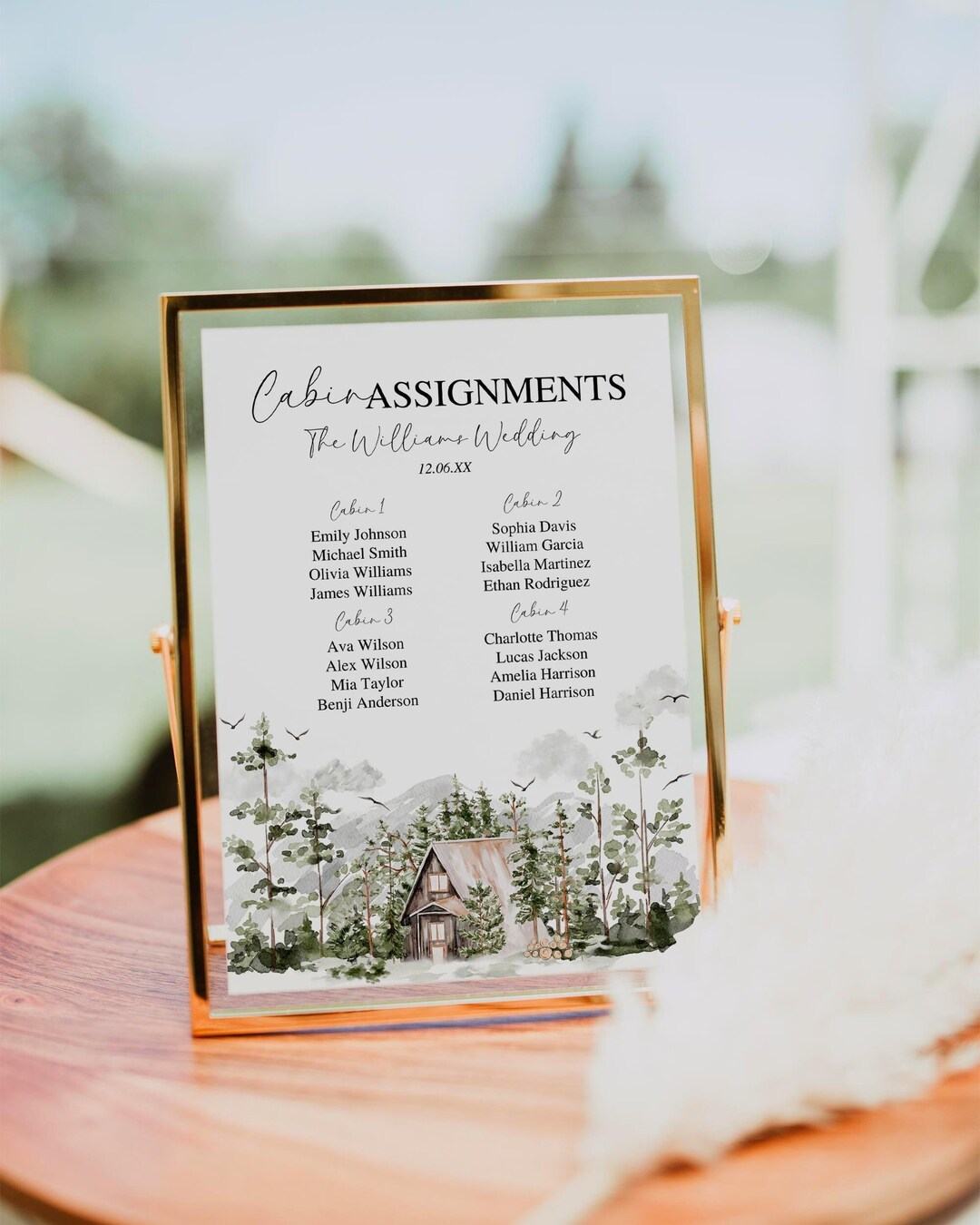 Cabin Assignments Wedding Sign Template | Forest Cabin Wedding Theme ...
