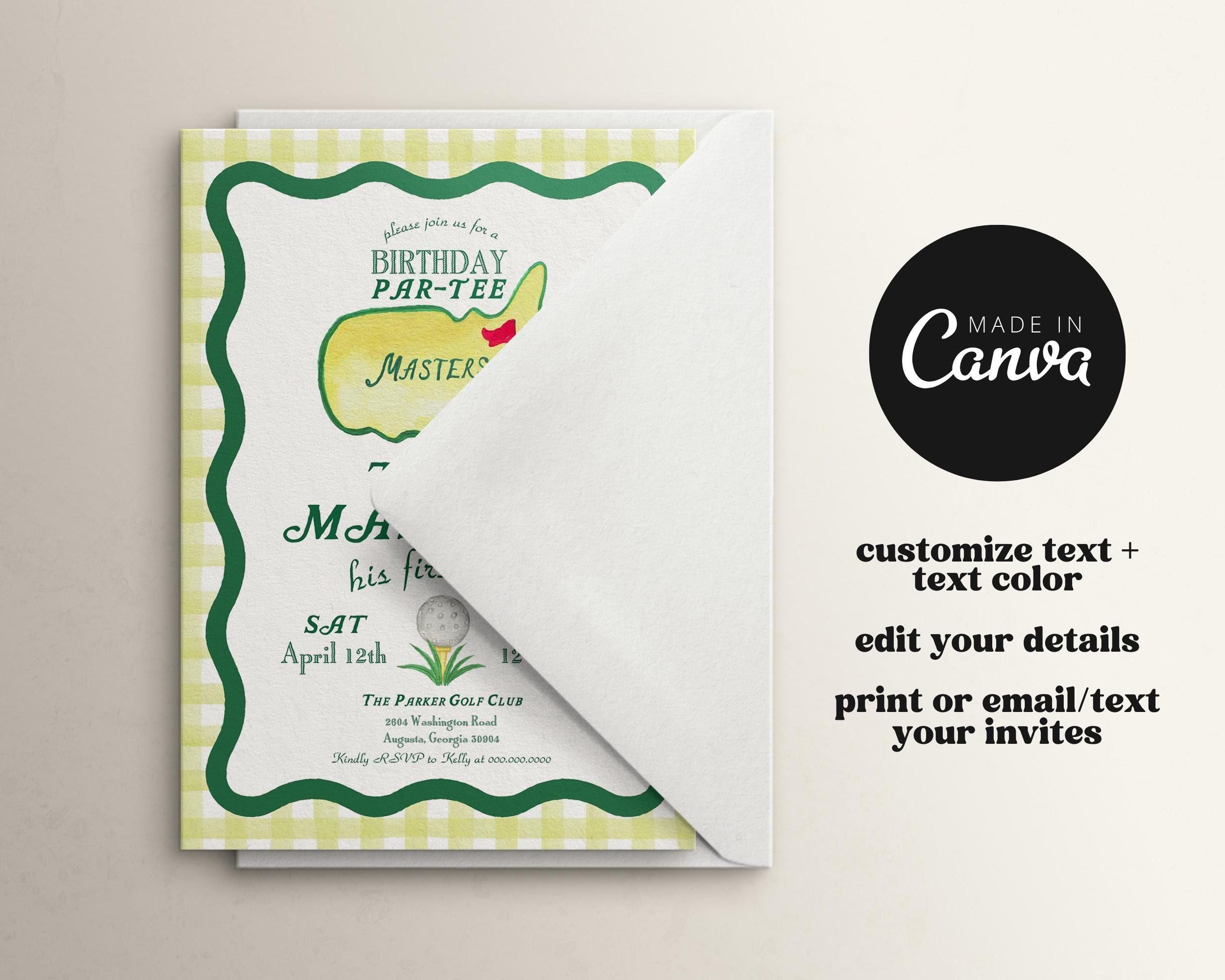 Masters Golf First Birthday Invitation | Masters Party Theme | Golf ...