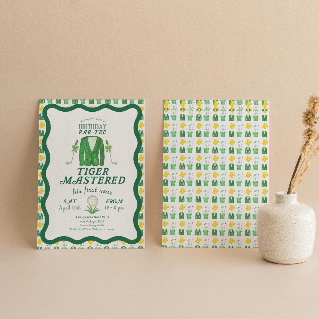 Masters Green Jacket 1st Birthday Invitation | Masters Party Theme ...