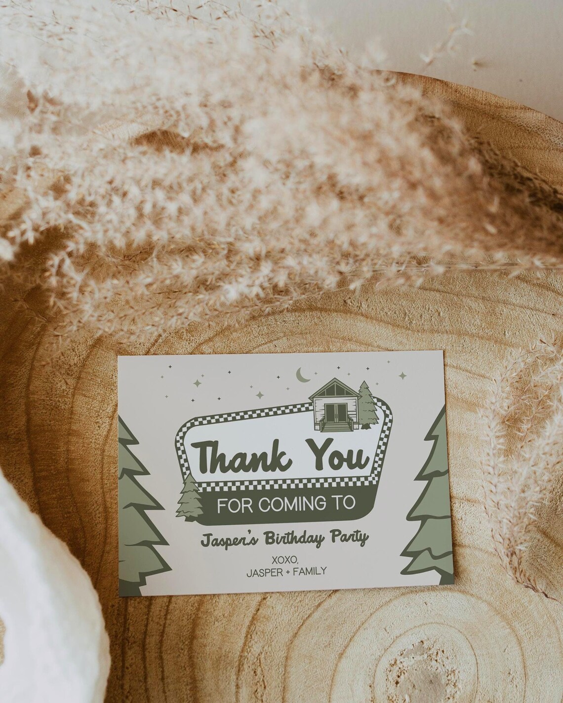 One Happy Camper Thank You Card Template, Camping Themed Birthday ...