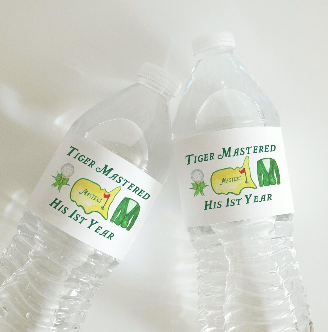 Masters Golf First Birthday Water Bottle Labels, Mastered 1st Year ...