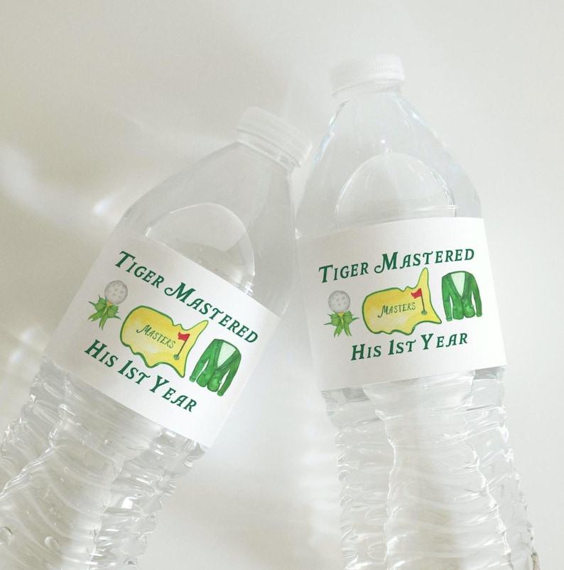 Masters Golf First Birthday Water Bottle Labels, Mastered 1st Year ...