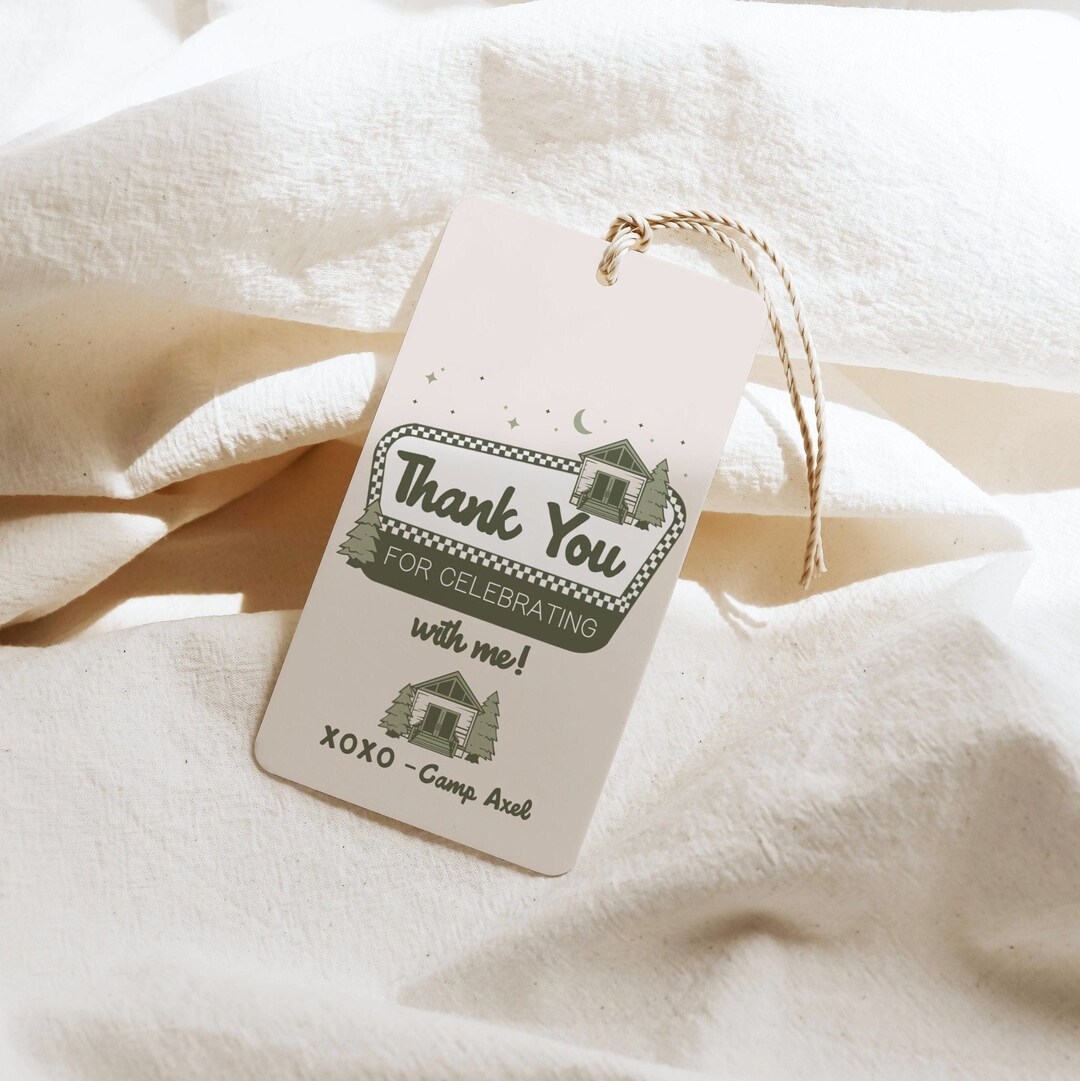 One Happy Camper Gift Tag Editable Template, Thank You Tag, Favor Tag ...