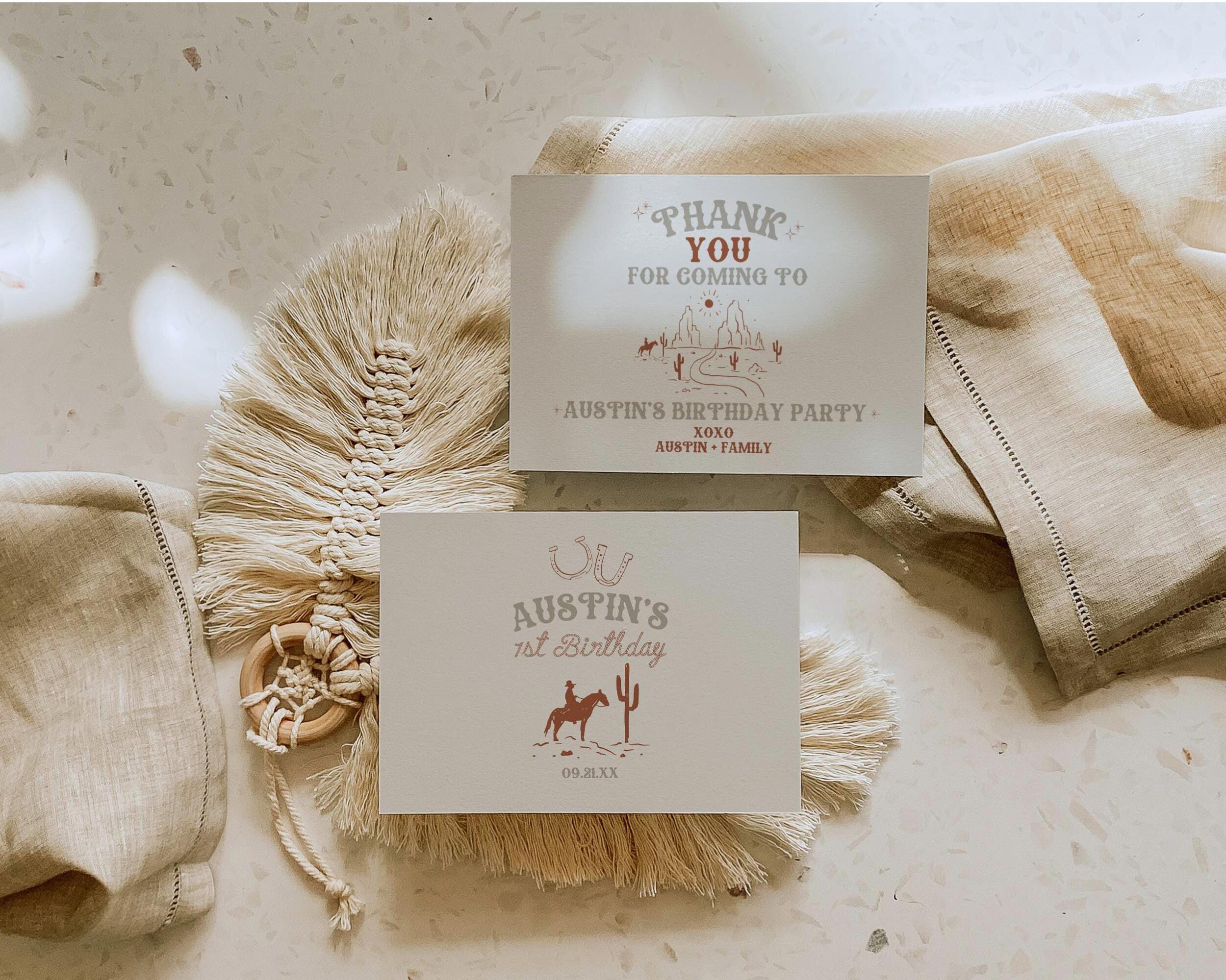 Western Thank You Card Editable Template, Wildest ONE in the West Thank ...