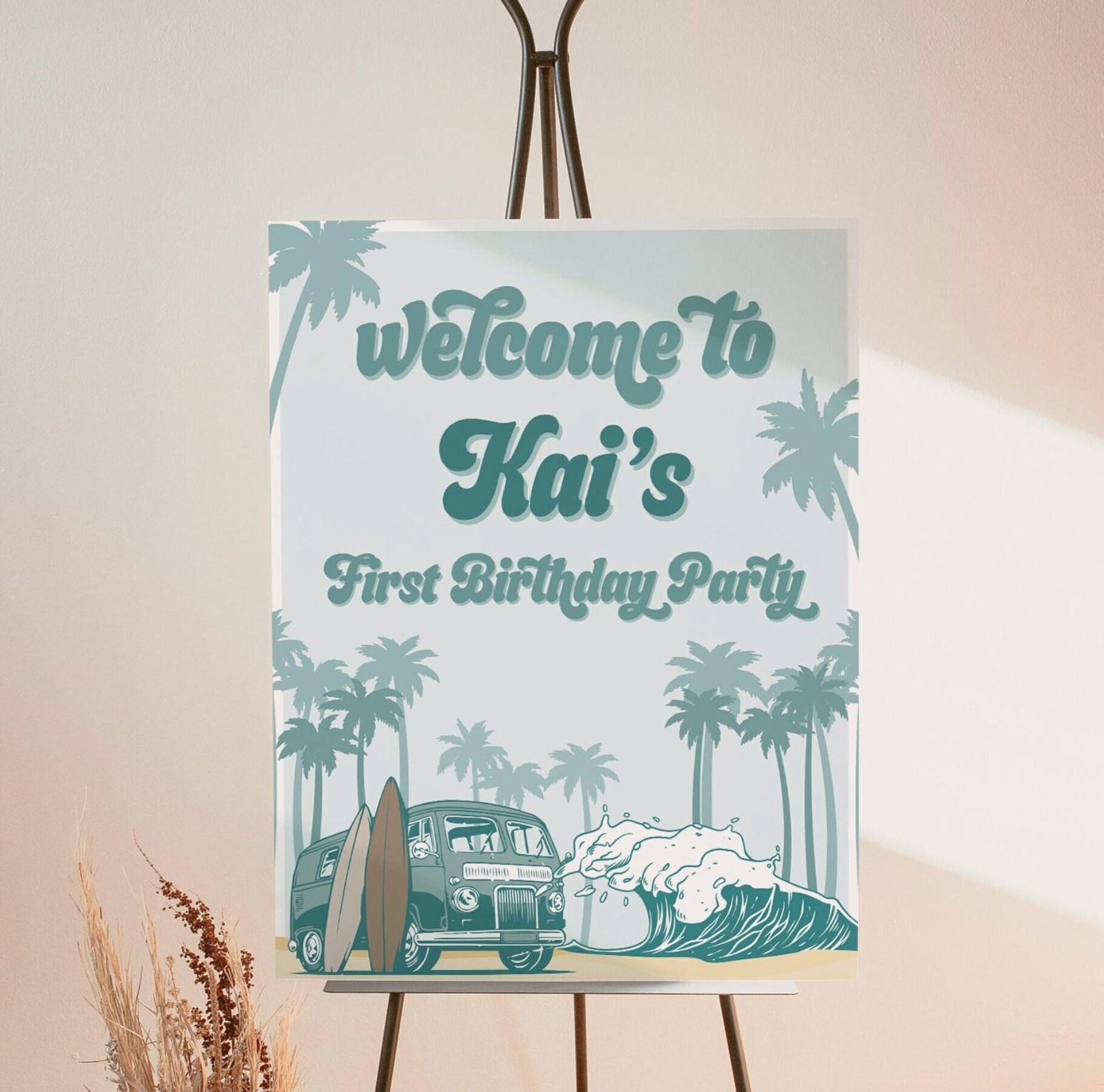 The Big One Surf Welcome Sign Template, 1st Birthday Editable Welcome ...