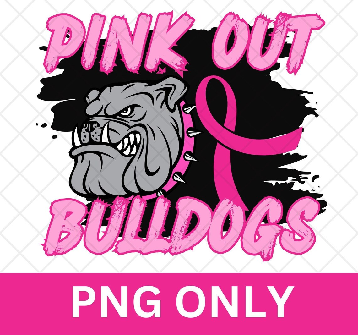 Bulldogs Pink Out PNG - Black Paint Stroke - Breast Cancer Awareness ...