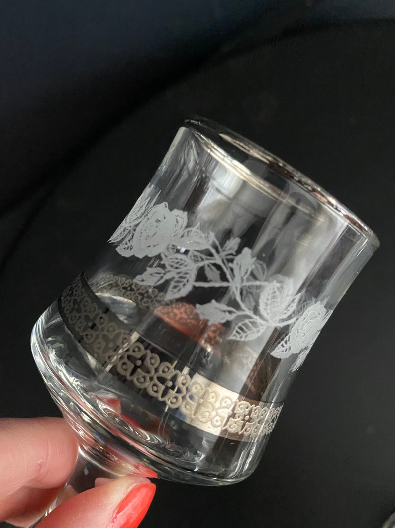 1980s Dema Silver Rose Wine Glasses Set of 6 Vintage Chesterfield ...